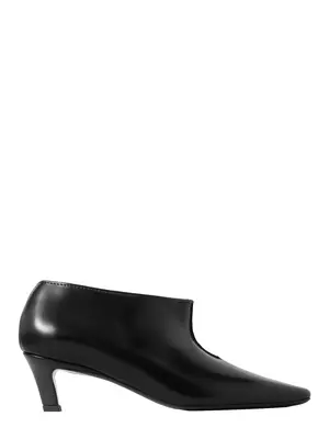 TOTEME The Wide Shaft Glossed-leather Ankle Boots - Black