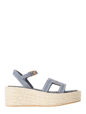 TOD'S Kate Cutout Suede Wedge Sandals - Blue