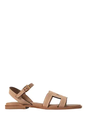 TOD'S Kate Cutout Suede Sandals - Brown
