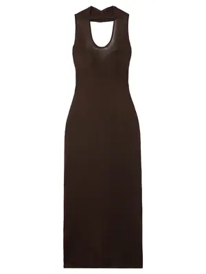 Khaite Coraline Jersey Halterneck Midi Dress - Brown