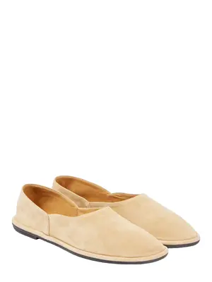 THE ROW Canal Suede Slip-on Shoes - Beige