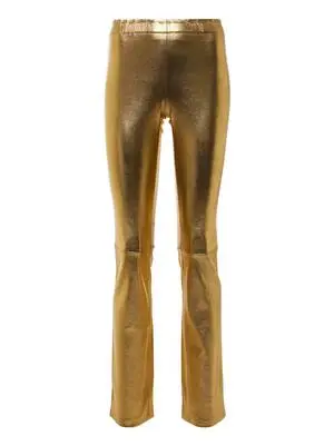Stouls Jp Long Metallic Leather Slim Pants - Gold