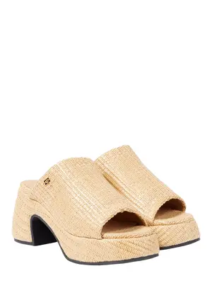 GANNI Ganni Butterfly Raffia Platform Mules