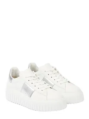 Hogan H-stripes Leather Platform Sneakers - White