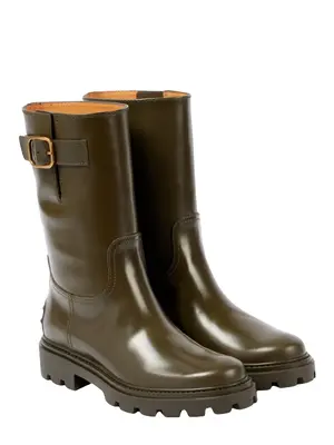 TOD'S Leather Biker Boots - Green