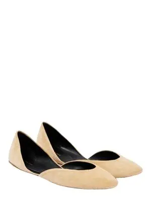 THE ROW Gemma Suede Ballet Flats - Beige