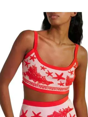 VERSACE Versace Cotton-Blend Jacquard Crop Top
