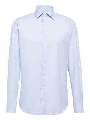 Canali Striped Cotton Poplin Shirt - Blue