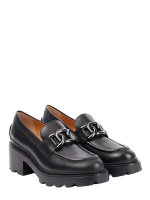 TOD'S Leather Loafer Pumps - Black