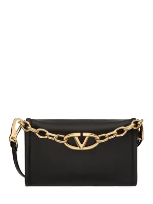 Valentino Garavani Vlogo Chain Leather Clutch - Black