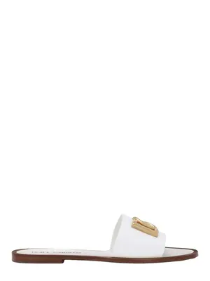 Dolce & Gabbana Dg-logo Leather Sandals - White