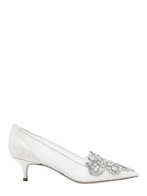 Rene Caovilla Veneziana Crystal Kitten-heel Pumps - White