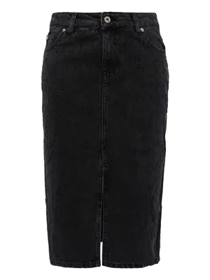 HALFBOY Logo-patch Cotton Denim Skirt - Black