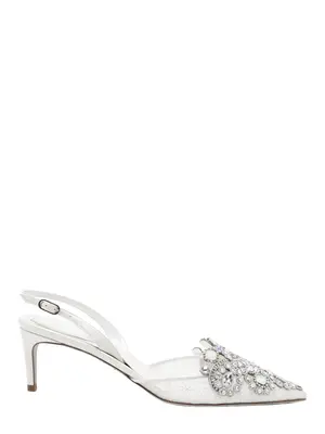 Rene Caovilla Veneziana 50mm Slingback Pumps - White