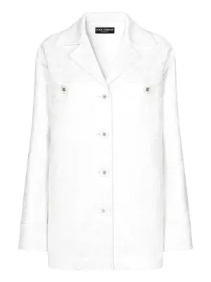 Dolce & Gabbana Jacquard Brocade Coat - White