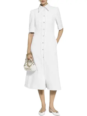 Dolce & Gabbana Tweed Midi Shirtdress - White