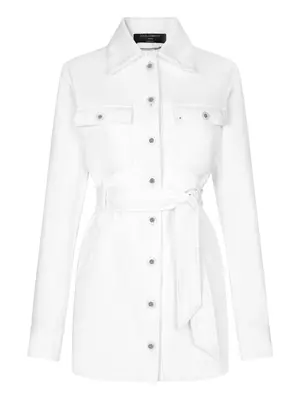 Dolce & Gabbana Long Belted Denim Jacket - White