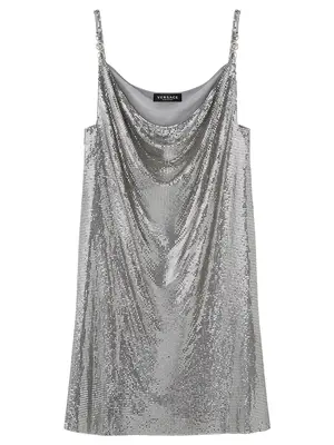 Versace Cowl-neck Mini Dress - Silver