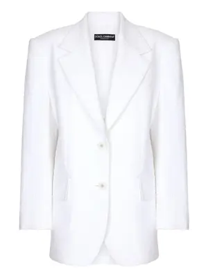 Dolce & Gabbana Single-breasted Tweed Blazer - White