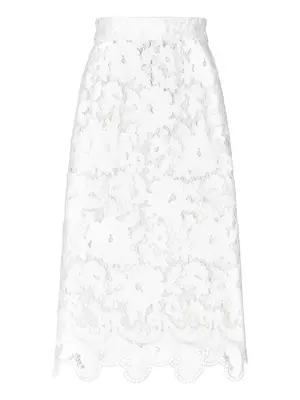 Dolce & Gabbana Floral-embroidered Open-work Skirt - White