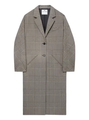 COURREGES Cocoon Checked Coat - Black