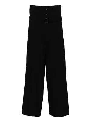 Y’s High-waisted Cotton Trousers - Black