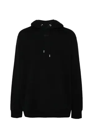 LANVIN Logo-embroidered Cotton Hoodie - Black