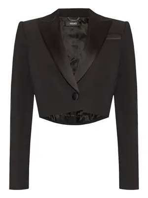 Versace Logo-patch Cropped Blazer - Black