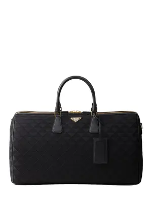 Prada Embroidered Duffle Bag - Black