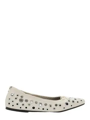 GOLDEN GOOSE Amy Eyelet-Embellished Leather Ballet Flats Neutral