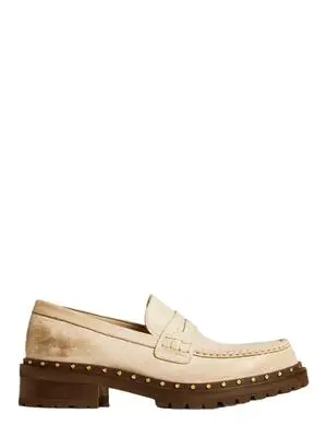 GOLDEN GOOSE Jerry Rock Studded Leather Loafers - Neutral