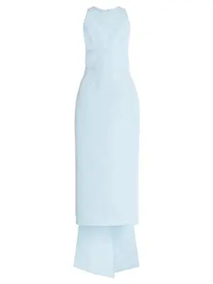 Monique Lhuillier Cut-out Tie-detailed Column Gown - Blue