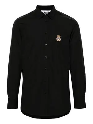 Moschino Teddy Bear-patch Cotton Shirt - Black