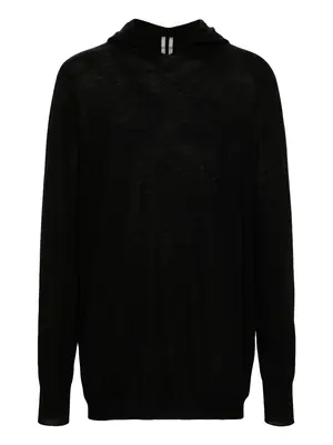 Rick Owens Fine-knit Hooded Jumper - Black