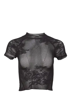 Fleur Du Mal Pointelle-knit Lace T-shirt - Black