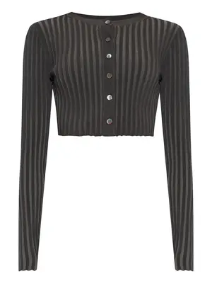 Alexander Wang Ribbed Cropped Cardigan - Black