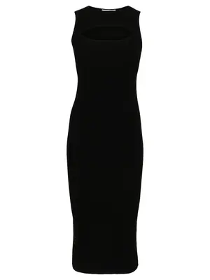 Alexander McQueen Cut-out Ribbed Maxi Dress - Black