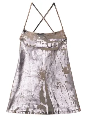 DIESEL® Diesel Logo-Plaque Metallic Minidress