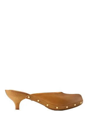Chloé Studded Leather Mules - Brown