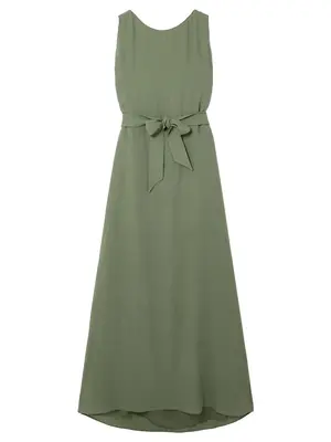 Loro Piana Belted Silk-crepe Maxi Dress - Green