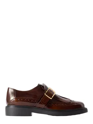 TOD'S Fringed Glossed-leather Brogues - Brown