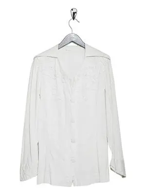 Vintage Wgaca Victorian Embroidered Cotton Top - White