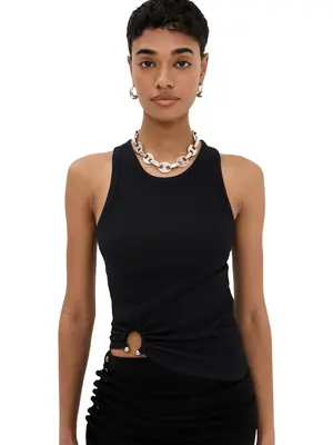 Rabanne Tank Top With Piercing - Black