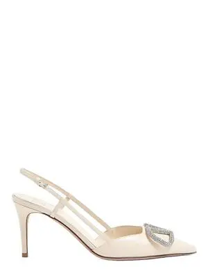 Valentino Garavani Vlogo Signature Slingback Pumps 80mm - Light Ivory