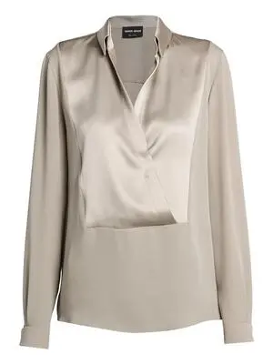Giorgio Armani Silk Paneled Blouse Dunes