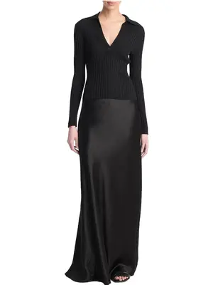 Vince Satin Maxi Skirt - Black