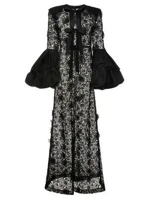 Huishan Zhang Jayma Guipure Lace Gown - Black