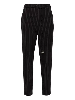 Patrizia Pepe Pinstriped Slim Trousers - Black