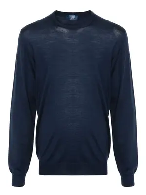 Fedeli Fine-knit Virgin Wool Jumper - Blue