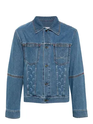 MARINE SERRE Crescent Moon Denim Jacket - Blue